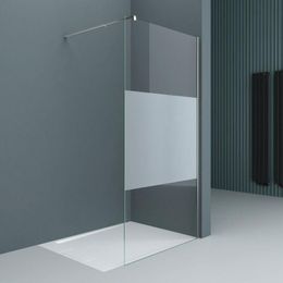 doporro Luxus Duschwand Duschabtrennung Bremen1MS 110x200 Walk-In Dusche mit Stabilisator aus Echtglas 8mm ESG-Sicherheitsglas Klarglas inkl.