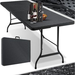 Kesser Buffettisch Tisch klappbar Kunststoff 180x75 cm Rattan Optik Campingtisch Partytisch Klapptisch Gartentisch für Garten Terrasse und Balkon Anthrazit