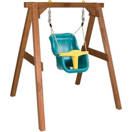 AXI Babyschaukel Braun mit Gestell aus Holz für den Garten Outdoor Schaukel für Babys und Kleinkinder Für Kinder ab 9 Monate Schaukelsitz in