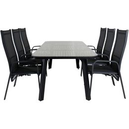 ebuy24 Paola Gartenset Tisch 100x200cm und 6 Stühle Copacabana schwarz, natur.
