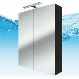 AcquaVapore - Spiegelschrank Badspiegel Badezimmer Spiegel City 60cm Esche schwarz mit 5W LED-Strahler - Schwarz