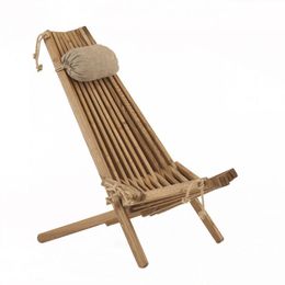 Ecofurn EcoChair Skandinavischer Gartenstuhl Holz Esche Braun mit Nackenkissen