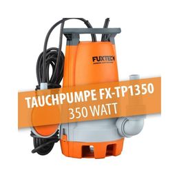 Fuxtec - Teichpumpe Schmutzwasserpumpe Tauchpumpe 350 Watt, max. 7500 l/h, max. 7 m Förderhöhe, Fremdkörper bis 20 mm, stufenloser Schwimmerschalter