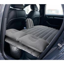 Autoluftmatratze für den Rücksitz - mit 12V Elektropumpe, 2 Kissen und Reparaturset - Grau