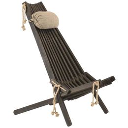 Ecofurn Liegestuhl aus Holz (Schwarzkiefer) EcoChair (Kissen geschenkt)