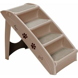 Goplus - Hundetreppe mit 4 Stufen, Tragbare Tiertreppe aus Kunststoff, Klappbare Treppe für Haustiere, Einstieg für Kofferraum&Bett&Couch&Auto, mit