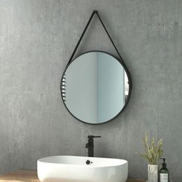 Badspiegel Rund Badezimmerspiegel Wandspiegel mit Verstellbarem Riemen Wasserdicht IP44 50cm Durchmesser - Heilmetz