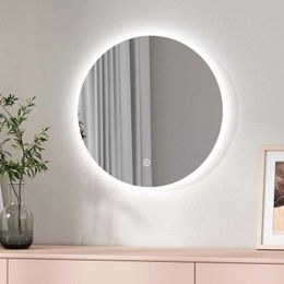 Badspiegel mit Beleuchtung ф50cm Badspiegel Rund Wandspiegel Badezimmerspiegel mit Touch (Stil 3) - Emke