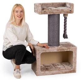 Happypet - Kratzbaum stabil 103 cm für große Katzen Premium Qualität mit 18cm Sisalstamm 8 mm Sisalseil 600g Plüsch Kratzbaum klein für schwere Main