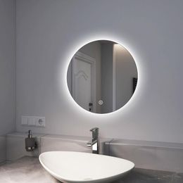 Runder Badspiegel mit Beleuchtung ф50cm led Wandspiegel mit Touch-Schalter, Kaltweißes Licht (Typ 3) - Emke