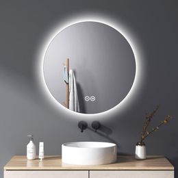 Led Badspiegel Rund 60 cm Wandspiegel Badezimmerspiegel mit Touch-Schalter mit Beleuchtung Lichtspiegel Dimmbar Warmweiß /Kaltweiß /Neutral