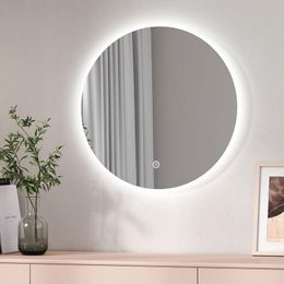 Badspiegel mit Beleuchtung ф60cm Badspiegel Rund Wandspiegel Badezimmerspiegel mit Touch (Stil 3) - Emke