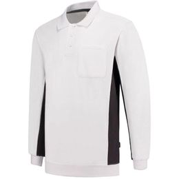 Sweatshirt Polokragen Bicolor Brusttasche WhiteDarkgrey Gr. L
