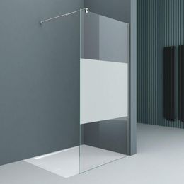 Luxus Duschwand Duschabtrennung Bremen2MS 140x200 Walk-In Dusche mit Stabilisator aus Echtglas 10mm ESG-Sicherheitsglas Klarglas inkl.