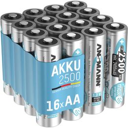 Ansmann - Akku aa maxE 2500mAh Mignon NiMH 1,2V - 1000x wiederaufladbar (16 Stk)