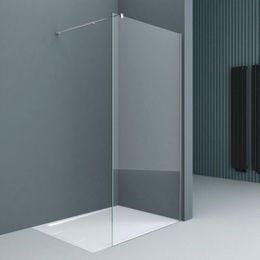 Luxus Duschwand Duschabtrennung Bremen1K 110x200 Walk-In Dusche mit Stabilisator aus Echtglas 8mm ESG-Sicherheitsglas Klarglas inkl. Nanobeschichtung
