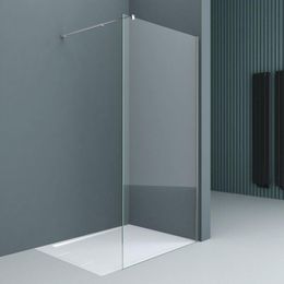 Luxus Duschwand Duschabtrennung Bremen1K 90x200 Walk-In Dusche mit Stabilisator aus Echtglas 8mm ESG-Sicherheitsglas Klarglas inkl. Nanobeschichtung
