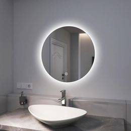 EMKE Runder Badspiegel mit Beleuchtung ф60cm LED Wandspiegel mit Touch-Schalter, Kaltweißes Licht (Typ 3)