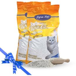 2 x 15 Liter Lyra Pet® White Cat Katzenstreu Bentonit mit Babypuderduft + Geschenk