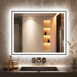 Ganpe - led Badezimmerspiegel, Make-up Kosmetikspiegel Wandmontage, Großer moderner rahmenloser beleuchteter Spiegel, Anti-Beschlag+IP44