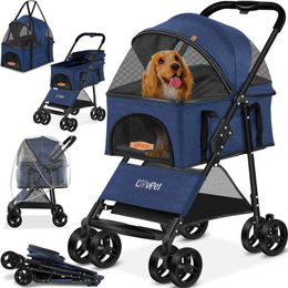 Lovpet - Hundewagen 2in1 Hundebuggy Hundebox Transporttasche Faltbar klappbar bis 20 kg Haustiere Buggy mit Netzfenstern & Regenschutzabdeckung