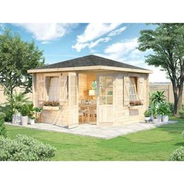 Alpholz 5-Eck Gartenhaus Monica Royal aus Massiv-holz, Gerätehaus Garten Holzhaus, Geräteschuppen Größe: 350 x 350 cm, Spitzdach, 40 mm Wandstärke,