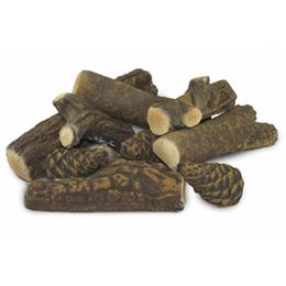 Set 9 Stücke grosse Holz-Keramik-Stücke für Kamine und Bio Ethanol Kamine