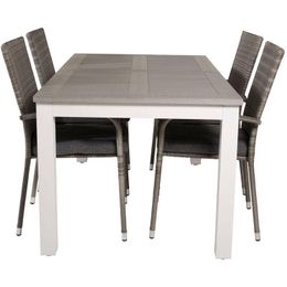 ebuy24 Albany Gartenset Tisch 90x152/210cm und 4 Stühle Anna grau, cremefarben. - Grau