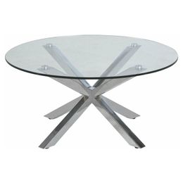 ebuy24 Helium Wohnzimmertisch mit Tischplatte aus klaren Glas und Chrome Gestell. - Glas Grau