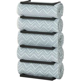 Sealskin Carré Handtuchhalter 5-fach, Handtuchreck zur Aufbewahrung von bis zu 5 Handtüchern, ideal für kleine Badezimmer und Gäste-WC, Metall, Schwarz-matt