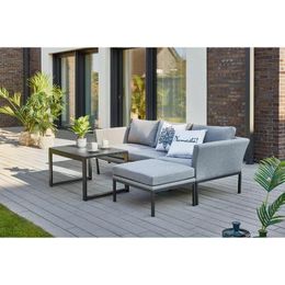 Lounge Set Arona Sitzgruppe Garten Möbel Alu Grau Stuhl Tisch Sofa - Primaster