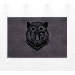 Bricoflor - Schwarzes Bild mit Panther | Industrial Leinwand Bild mit Tier gezeichnet | Modernes Wandbild in Anthrazit ideal für Büro und Wohnzimmer