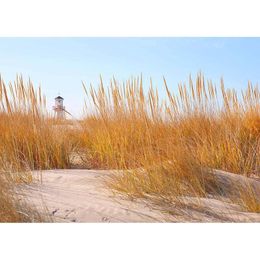 Bricoflor - Leinwandbild mit Strand und Dünen | Keilrahmen Bild mit Leuchtturm für Badezimmer und Schlafzimmer | Maritimes Wandbild in Türkis und