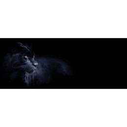Bricoflor - Bild schwarzer Panther | Tierfotografie Leinwand Bild in Schwarz | Wohnzimmer und Schlafzimmer Leinwandbild mit Panter Motiv - 1,0 x 0,4