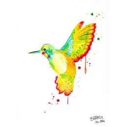 Bricoflor - Bild mit Kolibri | Buntes Vogelbild im Kunst Design ideal für Wohnzimmer und Schlafzimmer | Leinwand Bild mit Vogel gemalt - 0,5 x 0,7 m