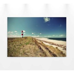 Bricoflor - Leinwand mit Strand und Leuchtturm | Keilrahmen Bild mit Dünen und Meer ideal für Badezimmer und Schlafzimmer | Maritimes Wandbild in