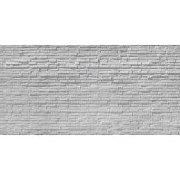 Weiße Steintapete in 3D Optik | Ziegelstein Fototapete mit Mauer Motiv ideal für Treppenhaus und Wohnzimmer | Vlies Fototapete in Steinwand Optik