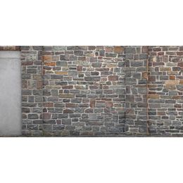 3D Tapete mit Naturstein Motiv | Küchen und Flur Fototapete mit Natursteinmauer in Grau Braun | Steinwand Fototapete alte Mauer - 250 x 500 cm (5