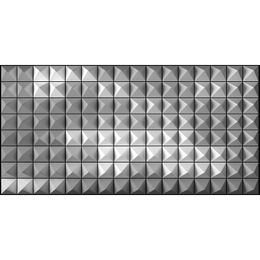 3D Dreieck Tapete in Silber Grau | Vlies Fototapete mit geometrischem Design | Metallic Bildtapete ideal für Büro und Wohnzimmer - 250 x 500 cm (5