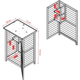 Gartenschrank Flachdach, zweifarbig, 76 x 56 x 114 cm - Habau