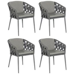 4er-Set Gartensessel Fairmont Aluminium mit Polyrope schwarzgrau Gartenstuhl Sessel - SonnenPartner