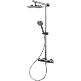 Schulte - Duschsystem Duschmaster Rain mit Sicherheits-Thermostat, Kopfbrause rund und extra-flach