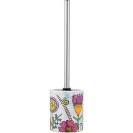 Wenko - WC-Garnitur Rollin'Art Full Bloom, Frei stehender Bürstenhalter inkl. WC-Bürste, Rosa, Keramik mehrfarbig - rosa
