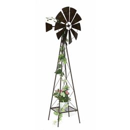 Windrad Metall 170 cm kugelgelagert Braun Windspiel Gartenstecker 96019 Windmühle Wetterfest Gartendeko Garten Bodenstecker - DanDiBo