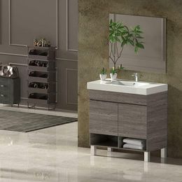 Nebari Badezimmer-Set mit Beinen - 7 Farben (siehe 3. Bild)-15 Maße- 2 Türen oder eine Schublade zur Auswahl- inkl. Möbel, Waschbecken und Spiegel