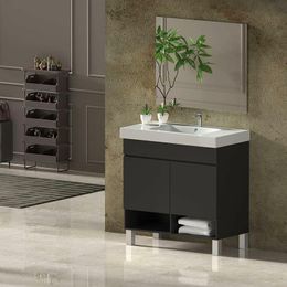 Nebari Badezimmer-Set mit Beinen - 7 Farben (siehe 3. Bild)-15 Maße- 2 Türen oder eine Schublade zur Auswahl- inkl. Möbel, Waschbecken und Spiegel