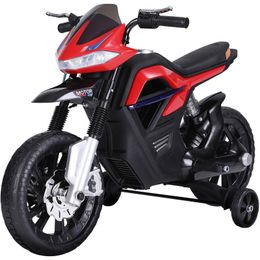 HOMCOM Kindermotorrad Kinder-Elektromotorrad Elektro-Motorrad für Kinder 3-6 Jahren Licht Musik MP3 Elektrofahrzeug mit Stützrädern maximal 3 km/h Metall +