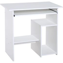 HOMCOM - Computertisch, Schreibtisch, Bürotisch, Gamingtisch, Kinderschreibtisch PC-Tisch, Schwarz, 80 x 45 x 75 cm - Weiß