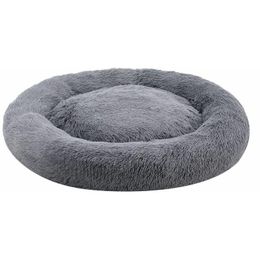 Haustierbett Monty xxl 100 cm Hellgrau – Hundebett rund für Hunde & Katzen – Katzenbett flauschig & waschbar – Hundekissen in Donut Form - Juskys