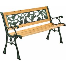 Gartenbank Venezia – 2-Sitzer Holzbank mit Armlehnen & Rückenlehne – wetterfeste Sitzbank 122x54x73 cm - Seitenelemente aus Gusseisen - Juskys